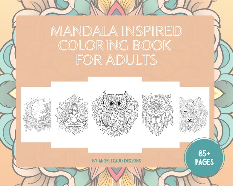 Mandala Inspired Adult Coloring Book, Printable Coloring, Boho Coloring ...