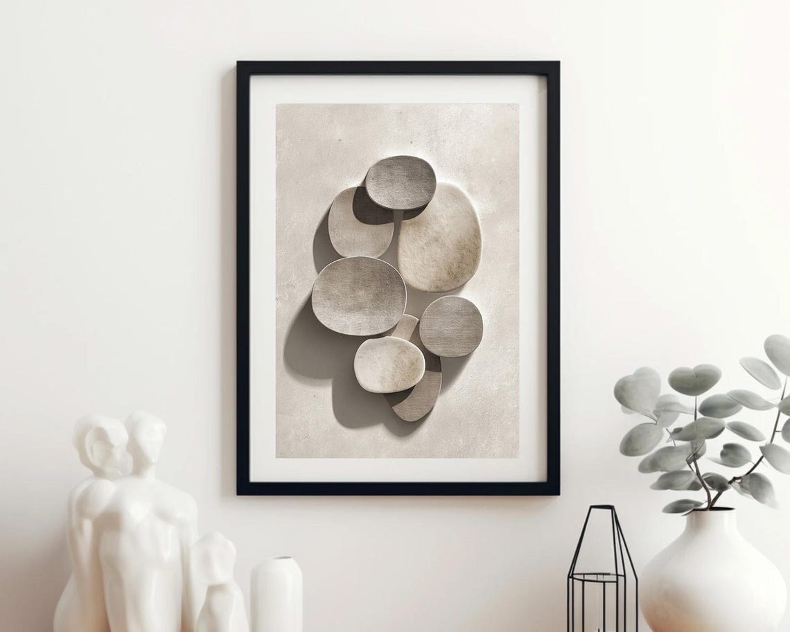 Organic Neutral Abstract Wall Art Set • Minimal Modern Textured ...