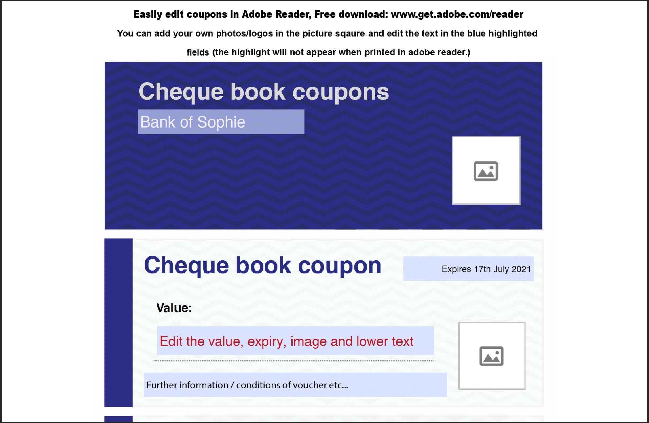 Printable 'cheque Book' Coupons (editable PDF) Instant Download - Etsy