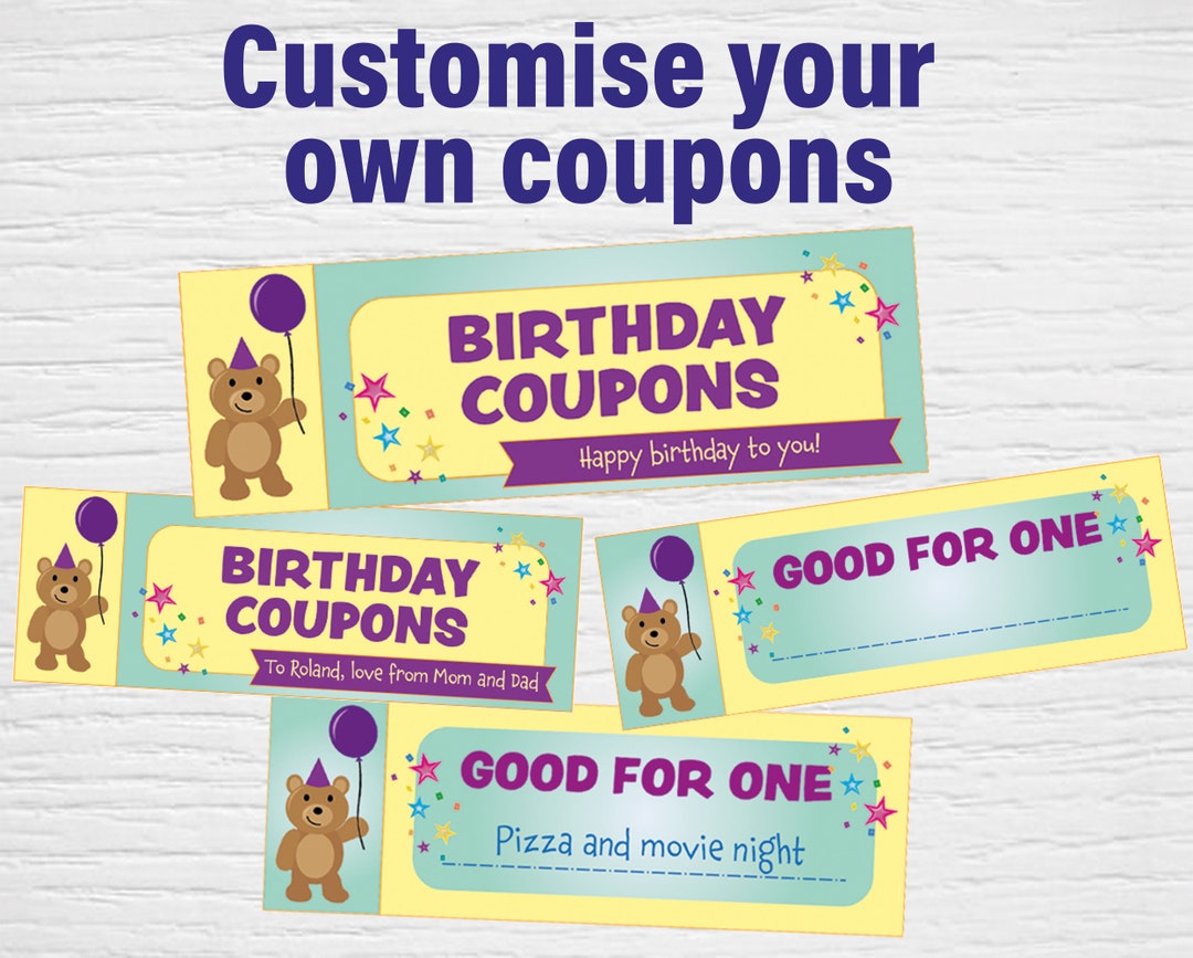 Printable Birthday Coupons (editable PDF) Instant Download - Etsy