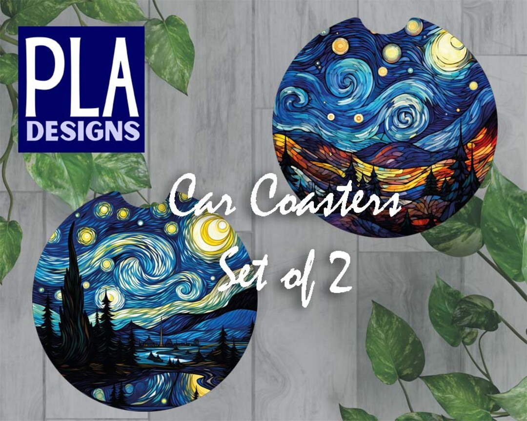 Starry, Starry Night Car Coasters- Classic Van Gogh Style! Keep Your ...