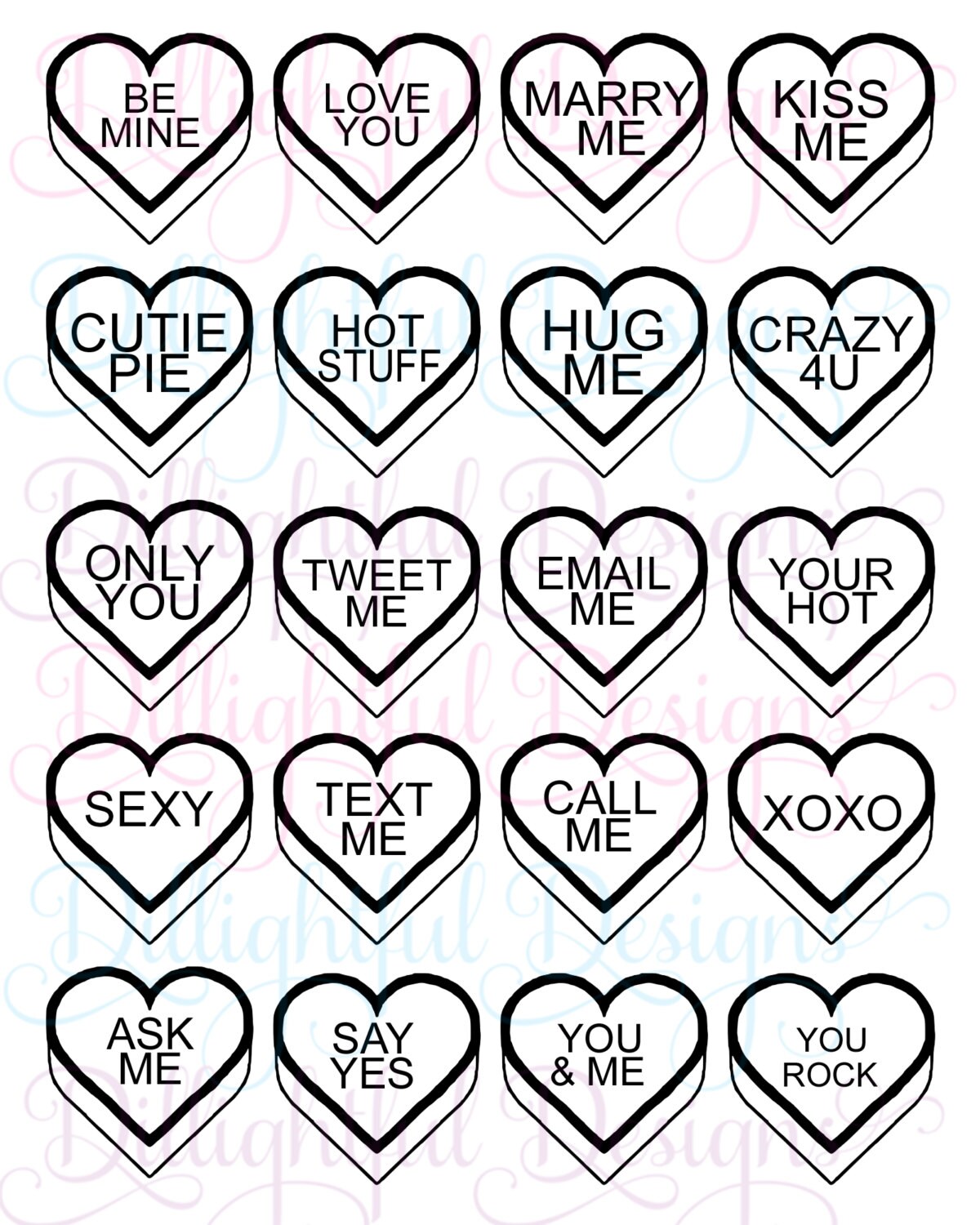 DOWNLOAD ... Valentine's Conversation Hearts Decal Be My - Etsy