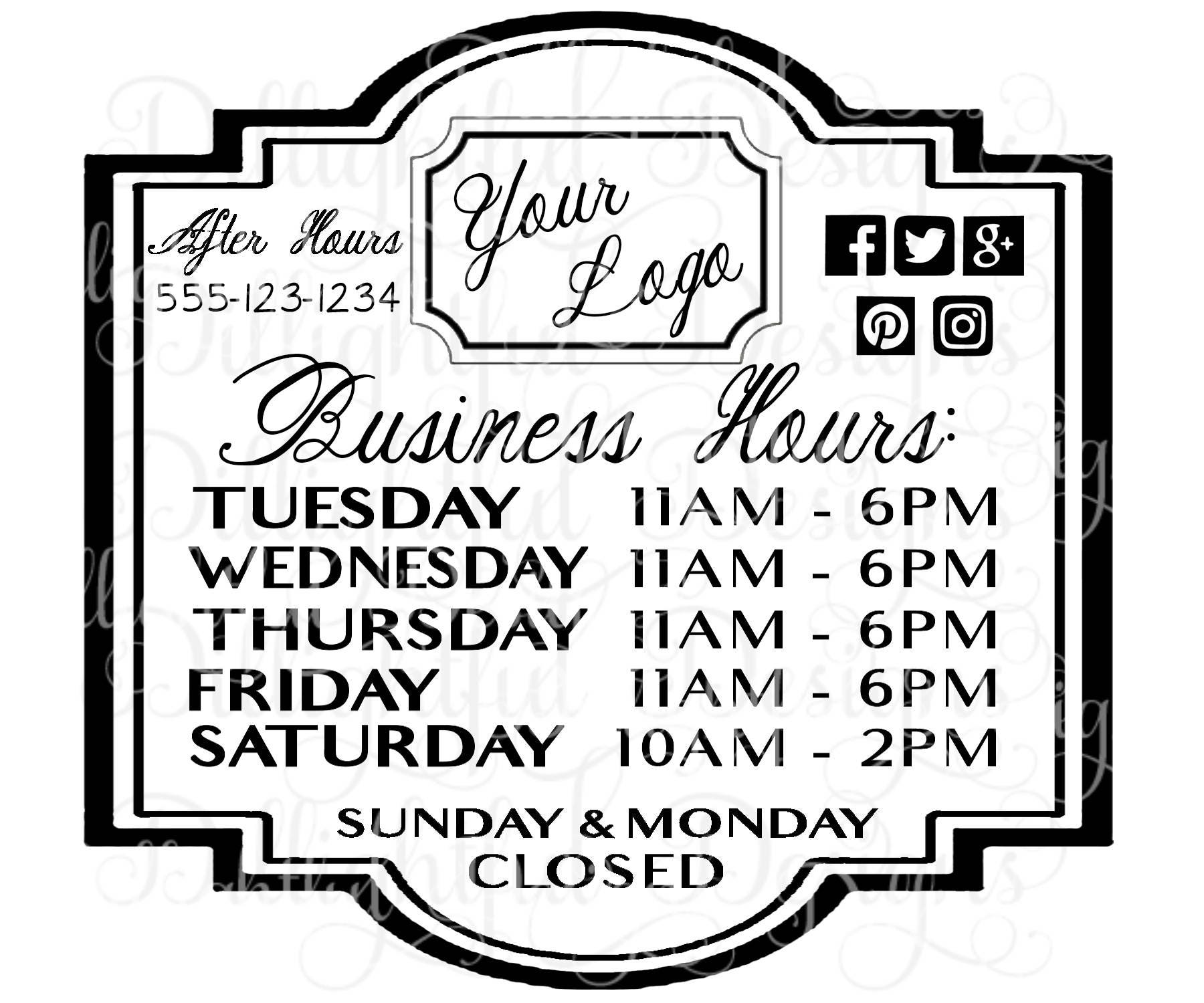 DOWNLOAD Business Hours w/ SOCIAL Media svg Digital Business | Etsy