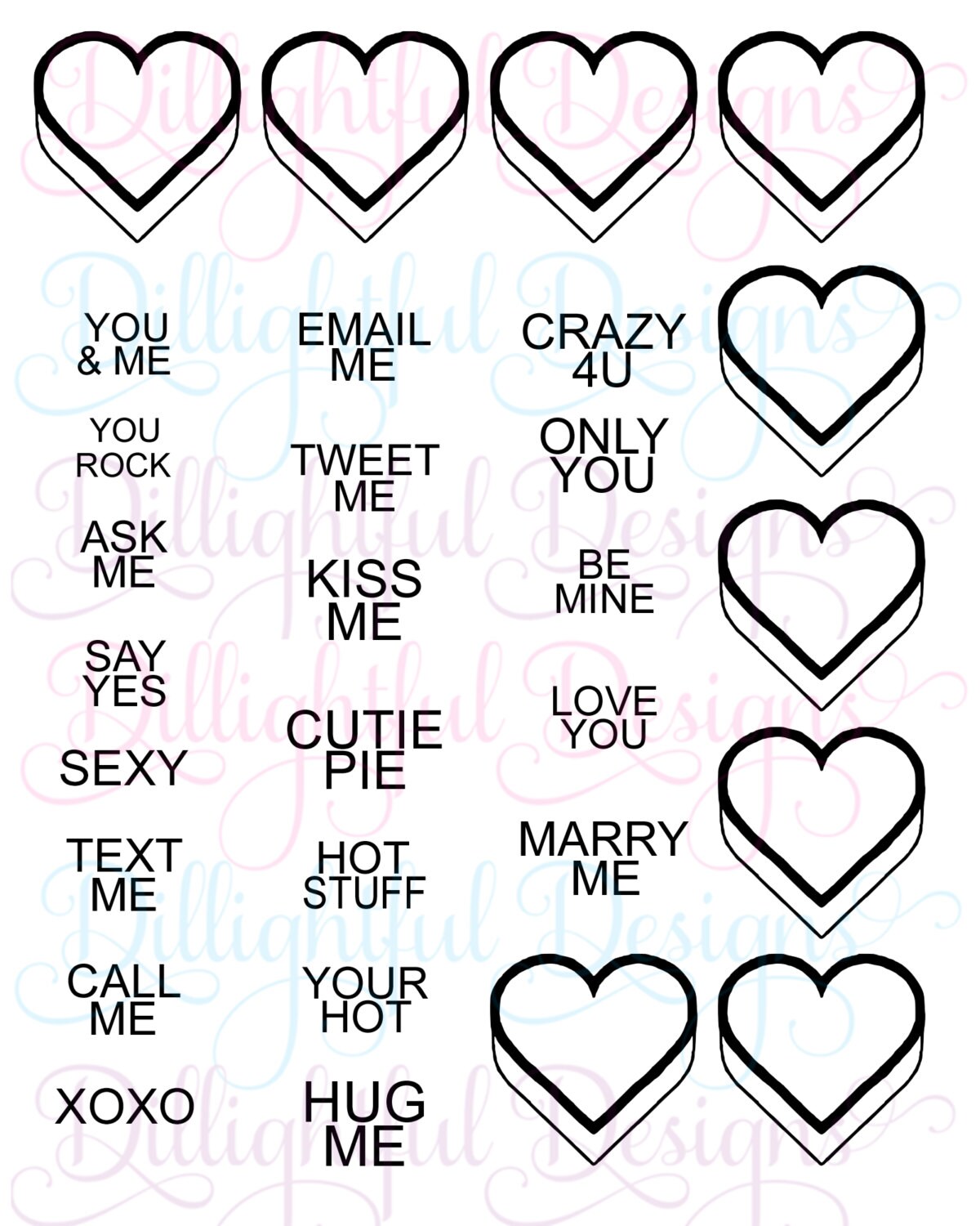 DOWNLOAD ... Valentine's Conversation Hearts Decal Be My - Etsy