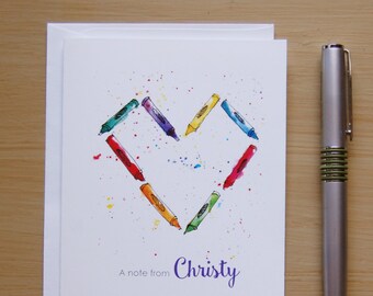 Crayon Thank You Cards - Etsy
