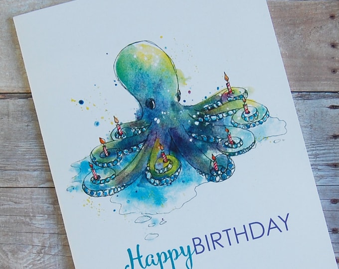 Octopus Birthday Card - Quirky Birthday, Unique Nautical Birthday ...
