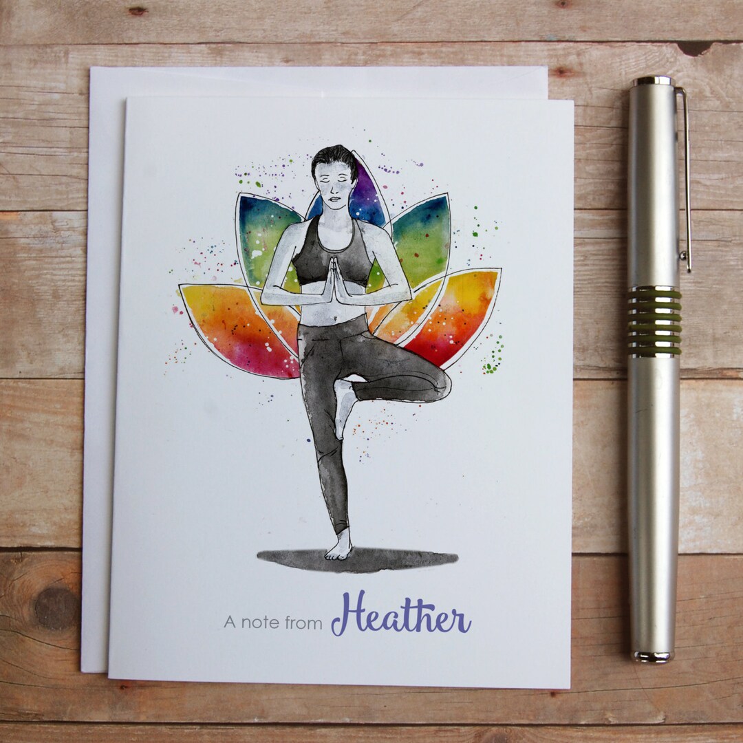 Personalized Yoga Note Cards - Yoga Instructor Gift, Yoga Chakras ...