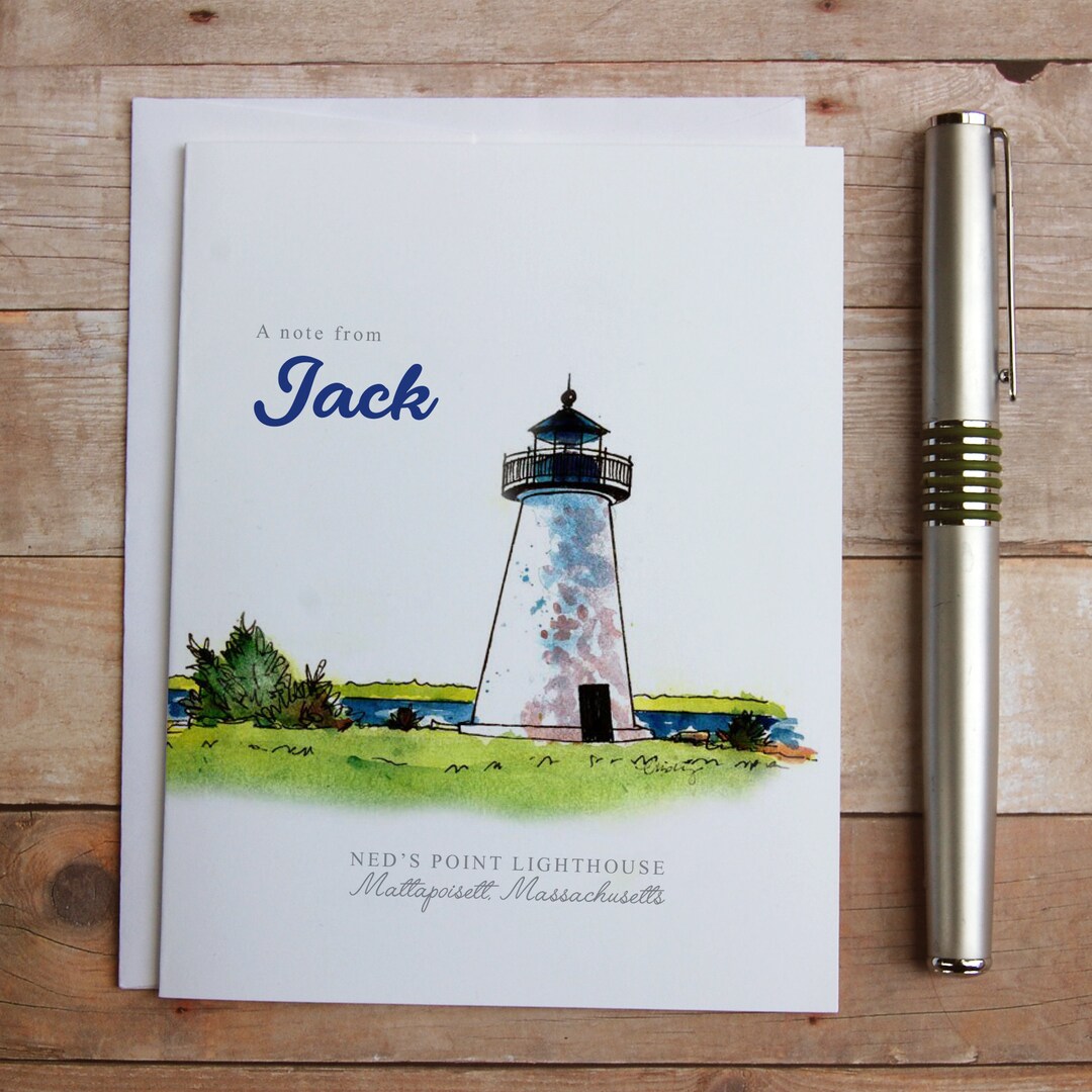 Personalized Lighthouse Note Cards - Ned's Point Lighthouse Cards ...
