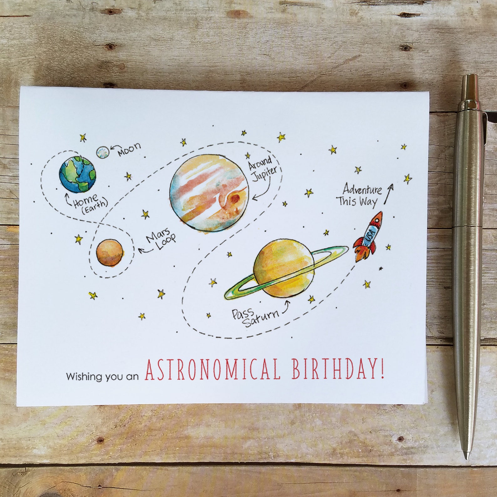 Wishing you an Astronomical Birthday Card Planet Birthday | Etsy
