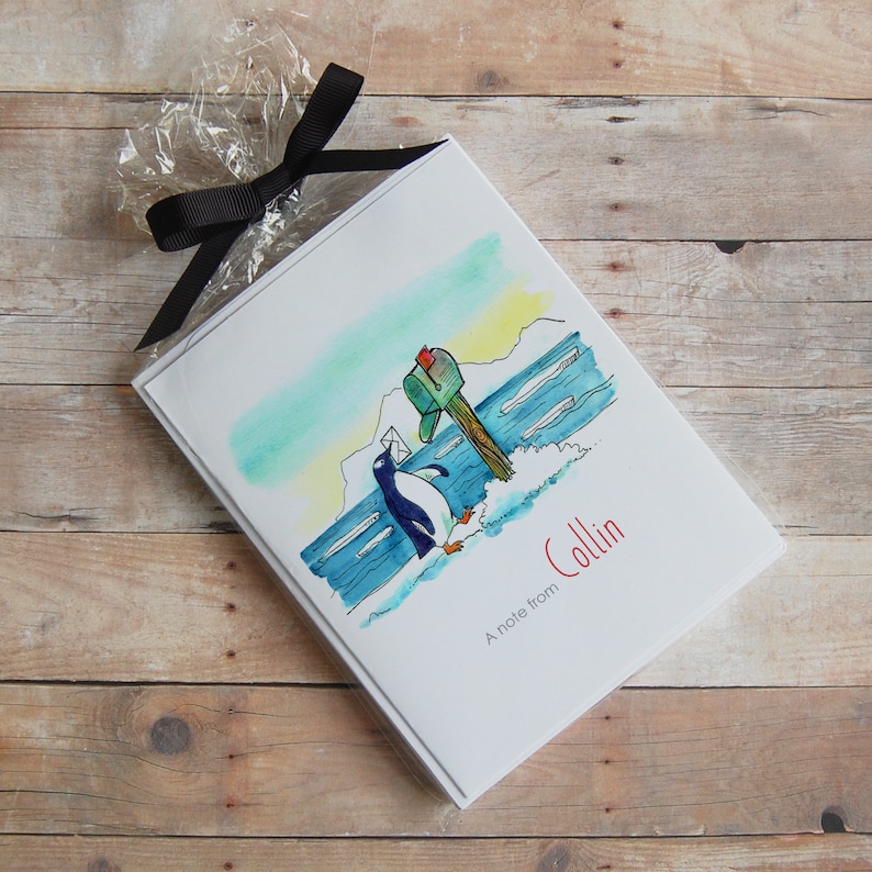 Personalized Penguin Note Cards Penguin Mailbox Gentoo | Etsy