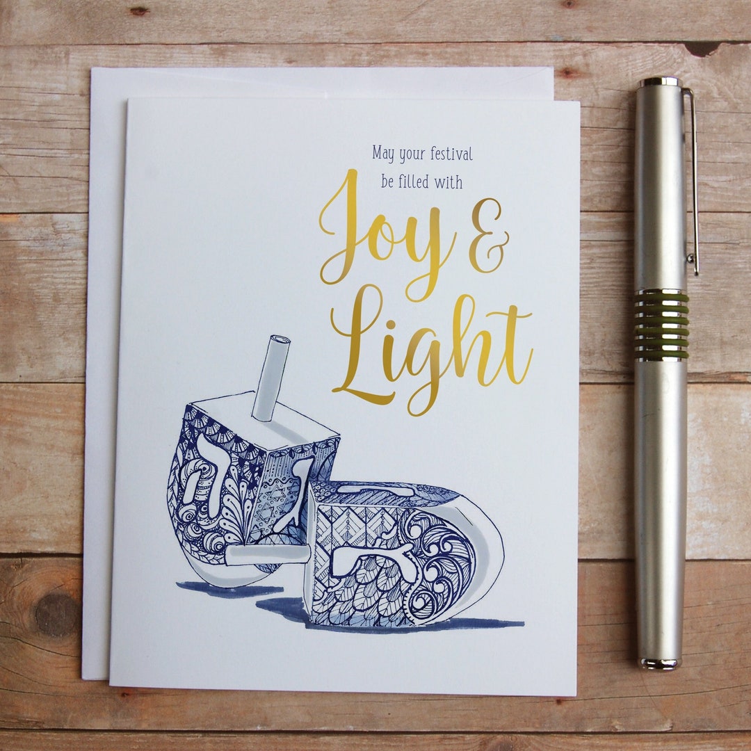 Dreidel Hanukkah Note Cards - May Your Festival Be Filled With Joy and ...