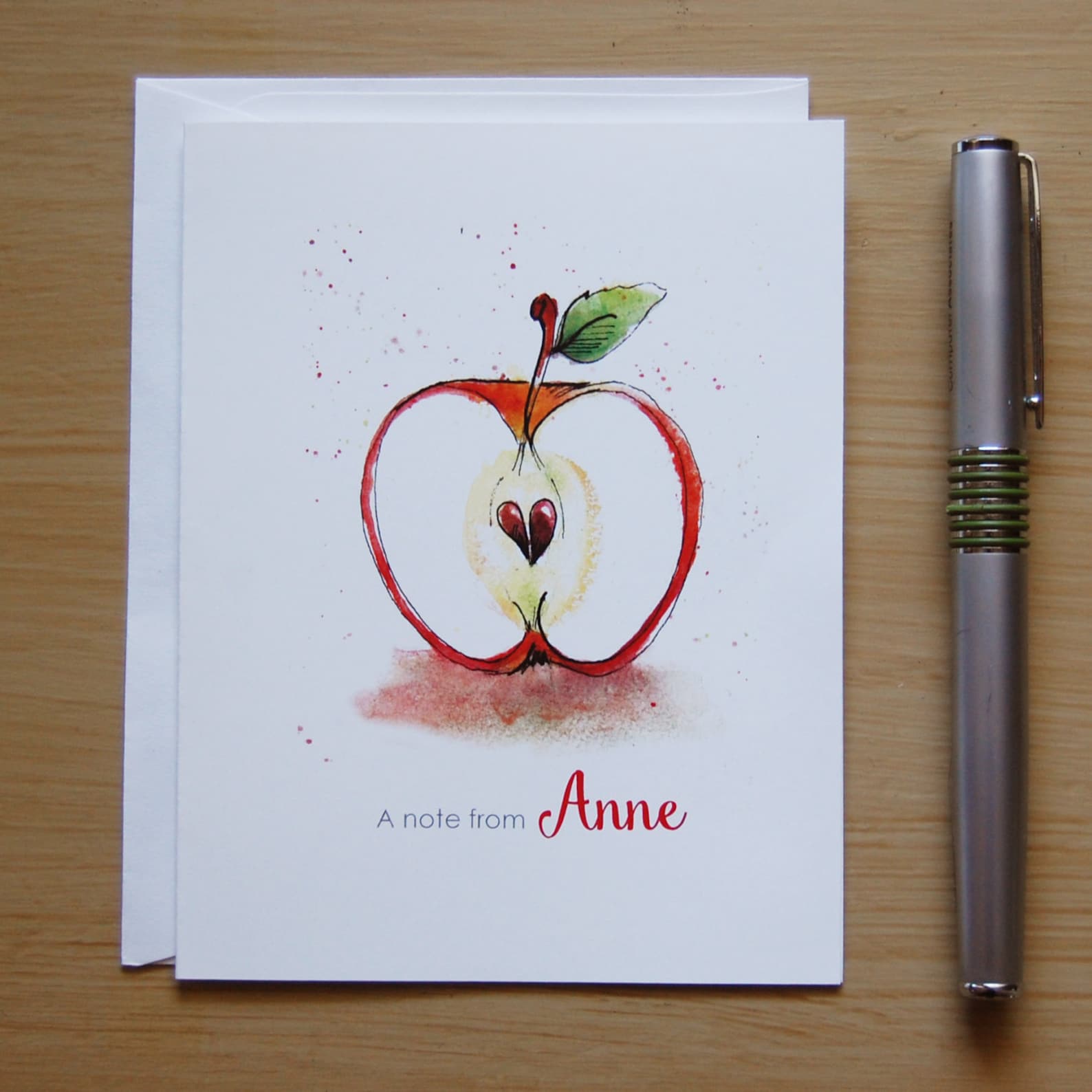 Personalized Apple Note Cards Watercolor Apple Thank You - Etsy
