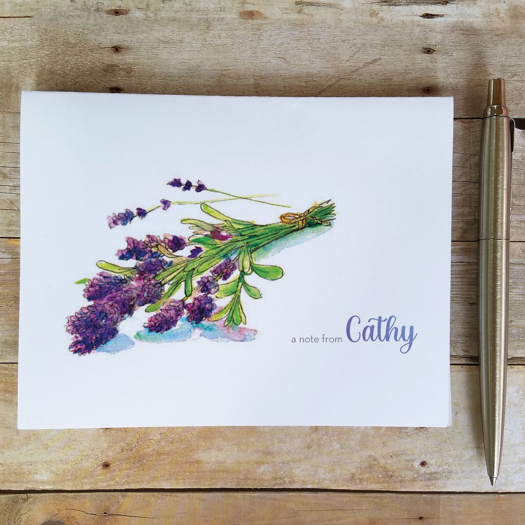 Personalized Lavender Note Cards - Custom Note Cards With Lavender - Etsy