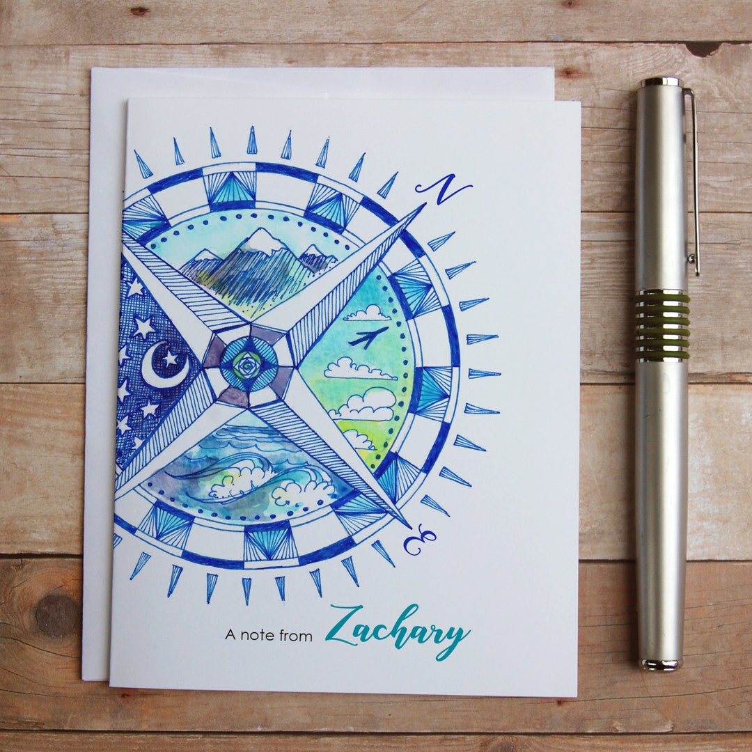 Personalized Compass Note Cards - Graduation Gift, Compass Gift ...