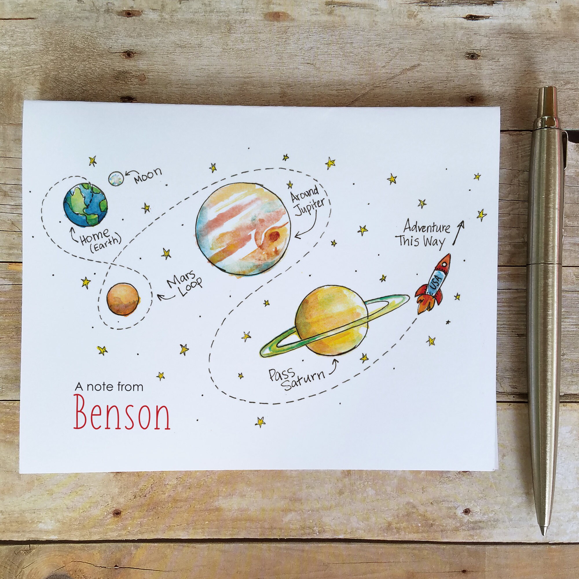 Personalized Space Explorer Note Cards Kid Note Card - Etsy