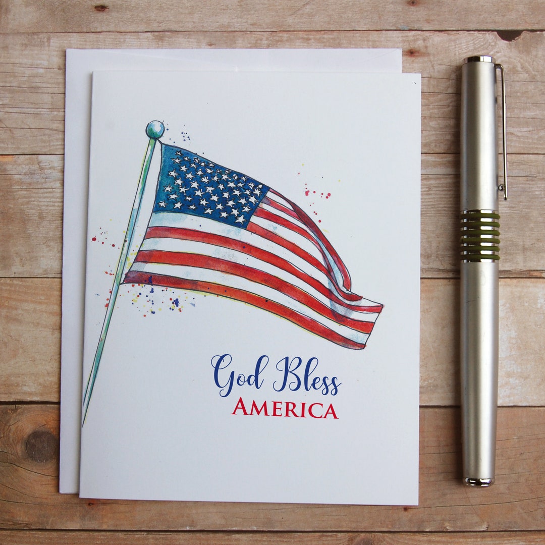 God Bless America Card - American Flag Card, 4th of July Card, Veteran ...