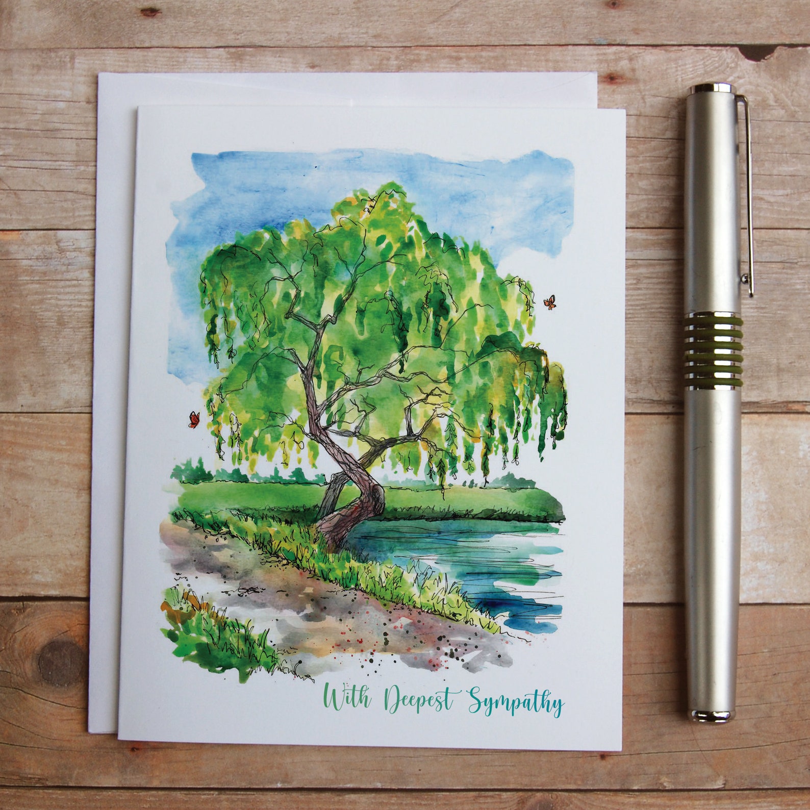 Willow Tree Sympathy Note Card - With Deepest Sympathy, Watercolor ...