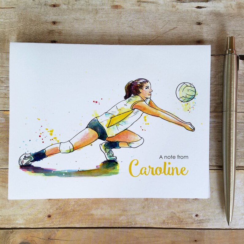 Personalized Volleyball Note Cards Volleyball team gift | Etsy