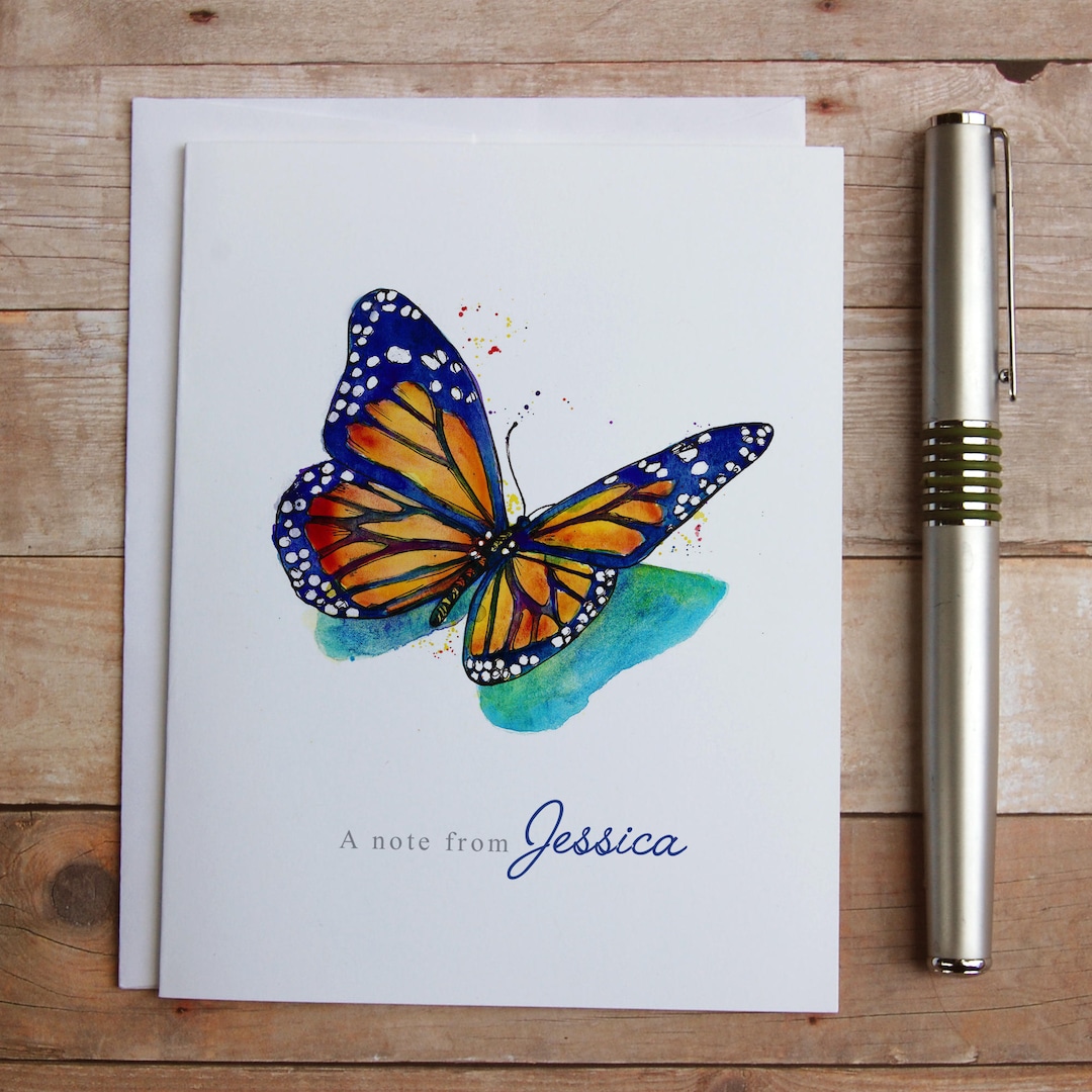 Personalized Butterfly Note Cards - Butterfly Thank You Notes, Unique ...