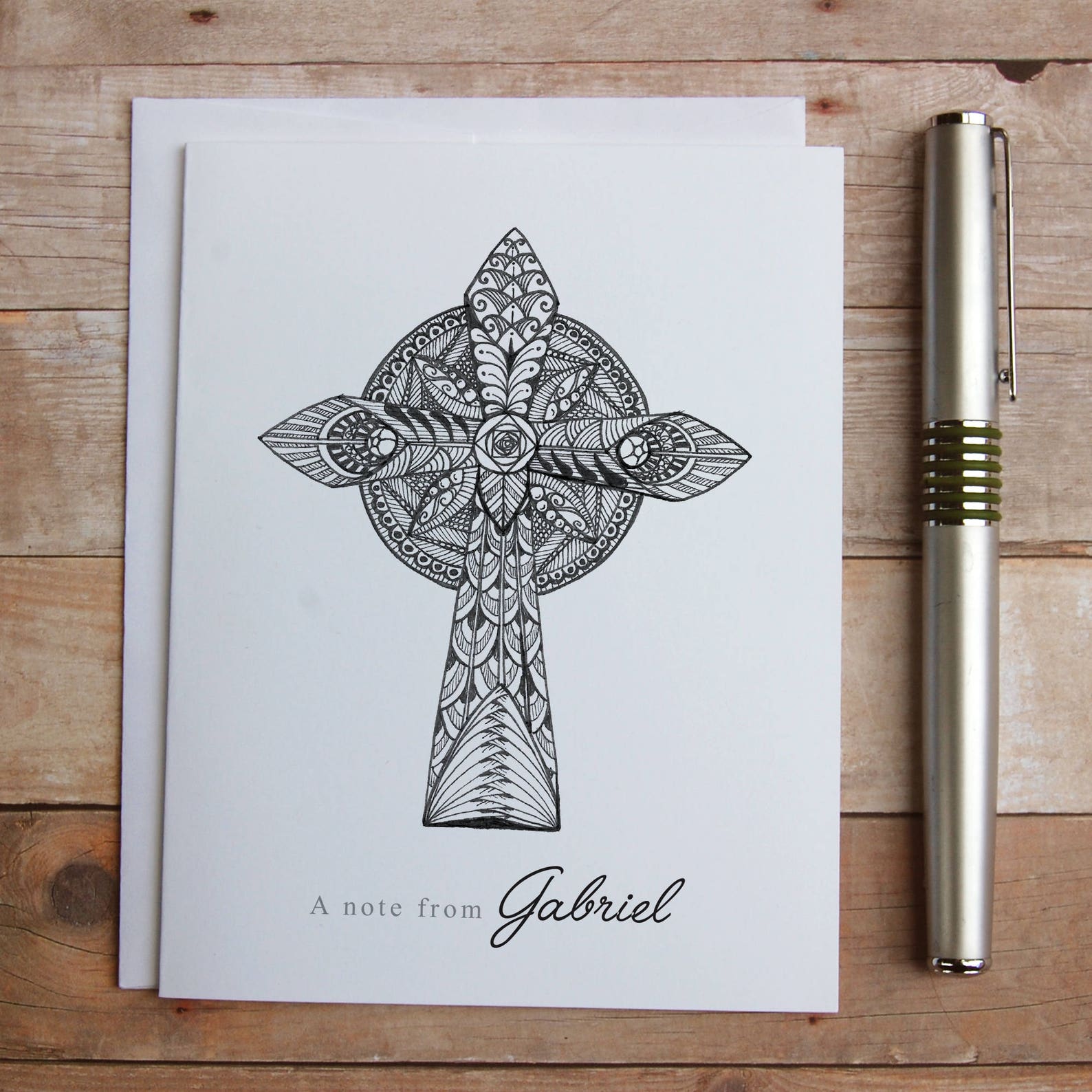 Personalized Zentangle Cross Note Cards - Baptism Christening First ...