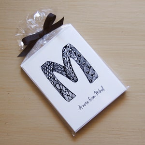 Personalized Note Cards M, Monogram Zentangle Note Card, Thank You Note ...
