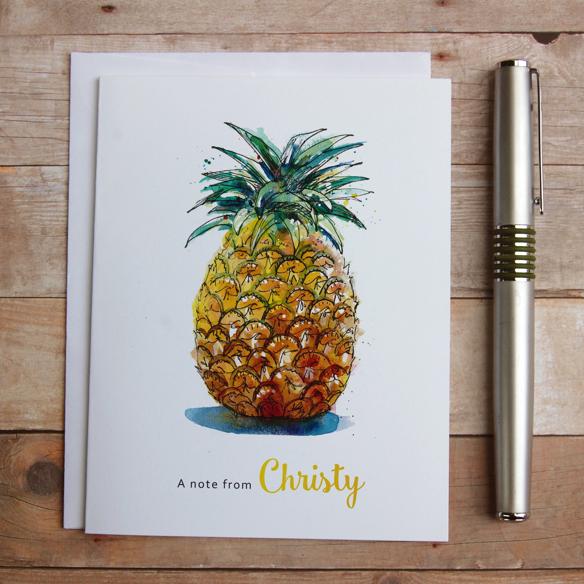 Personalized Pineapple Note Cards Pineapple Thank you notes | Etsy