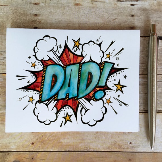 Dad Card Father's Day Card Retro Comic Book | Etsy