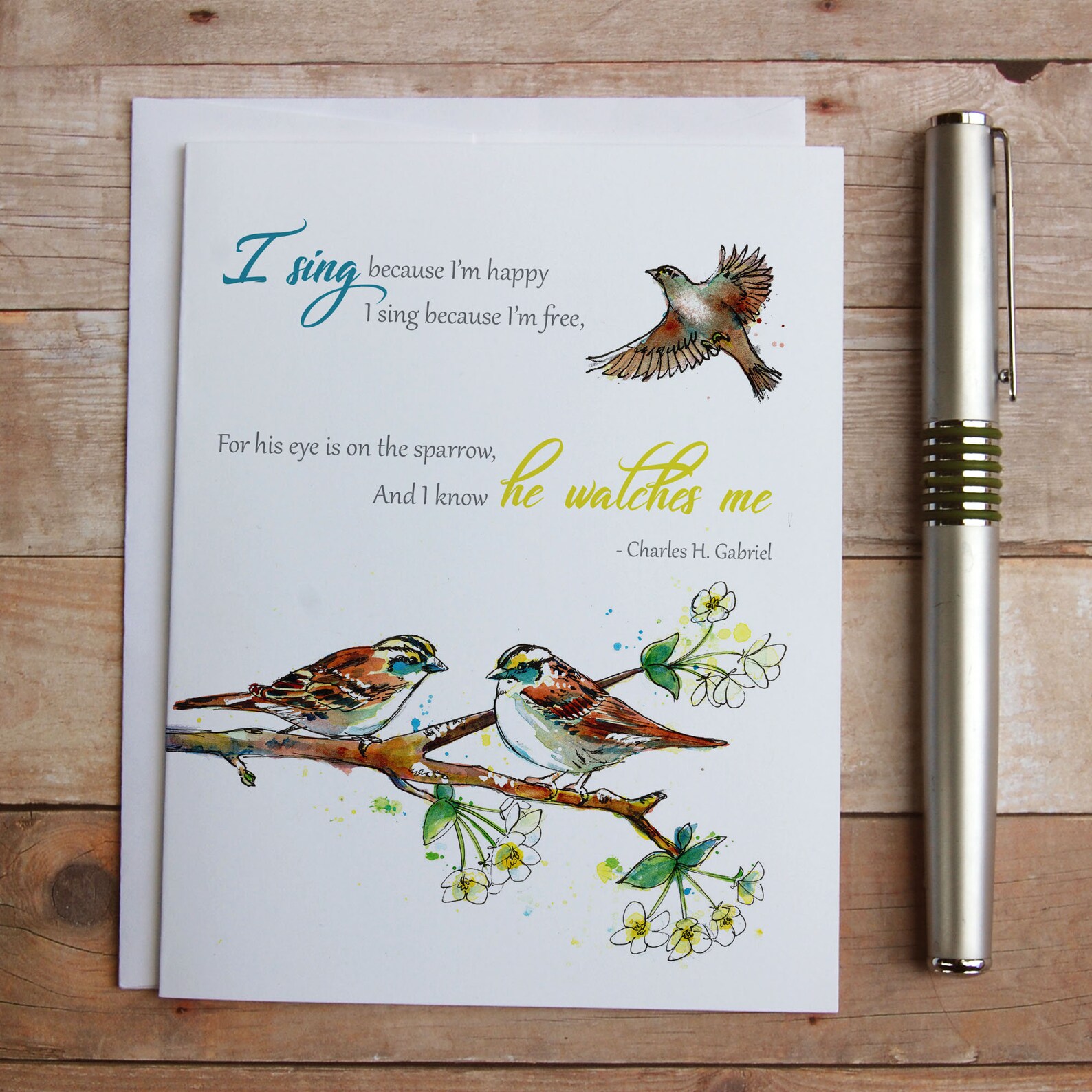 Sparrow Sympathy Note Card Remembrance Card His Eye is on | Etsy