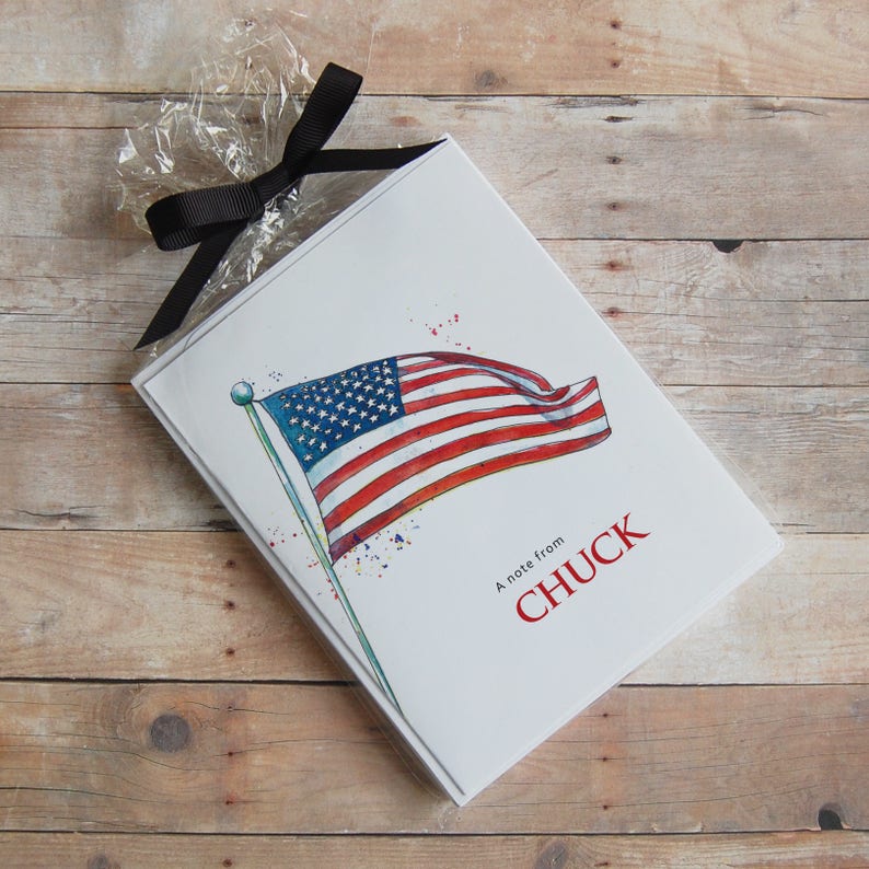 Personalized American Flag Note Cards Patriotic Note Cards | Etsy