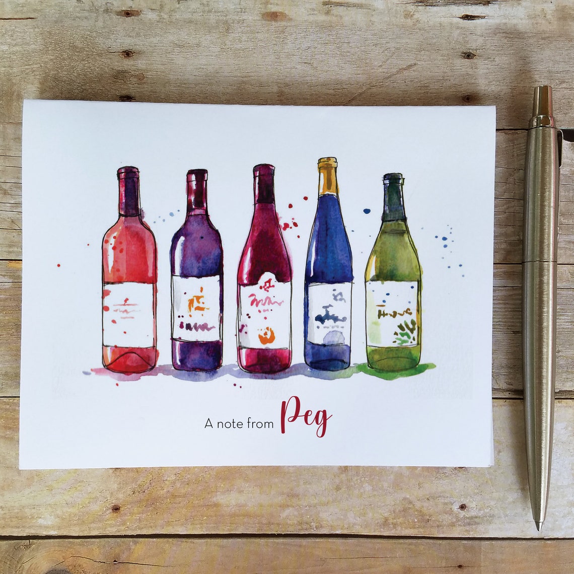 Personalized Wine Bottle Note Cards Wine Thank You Notes - Etsy