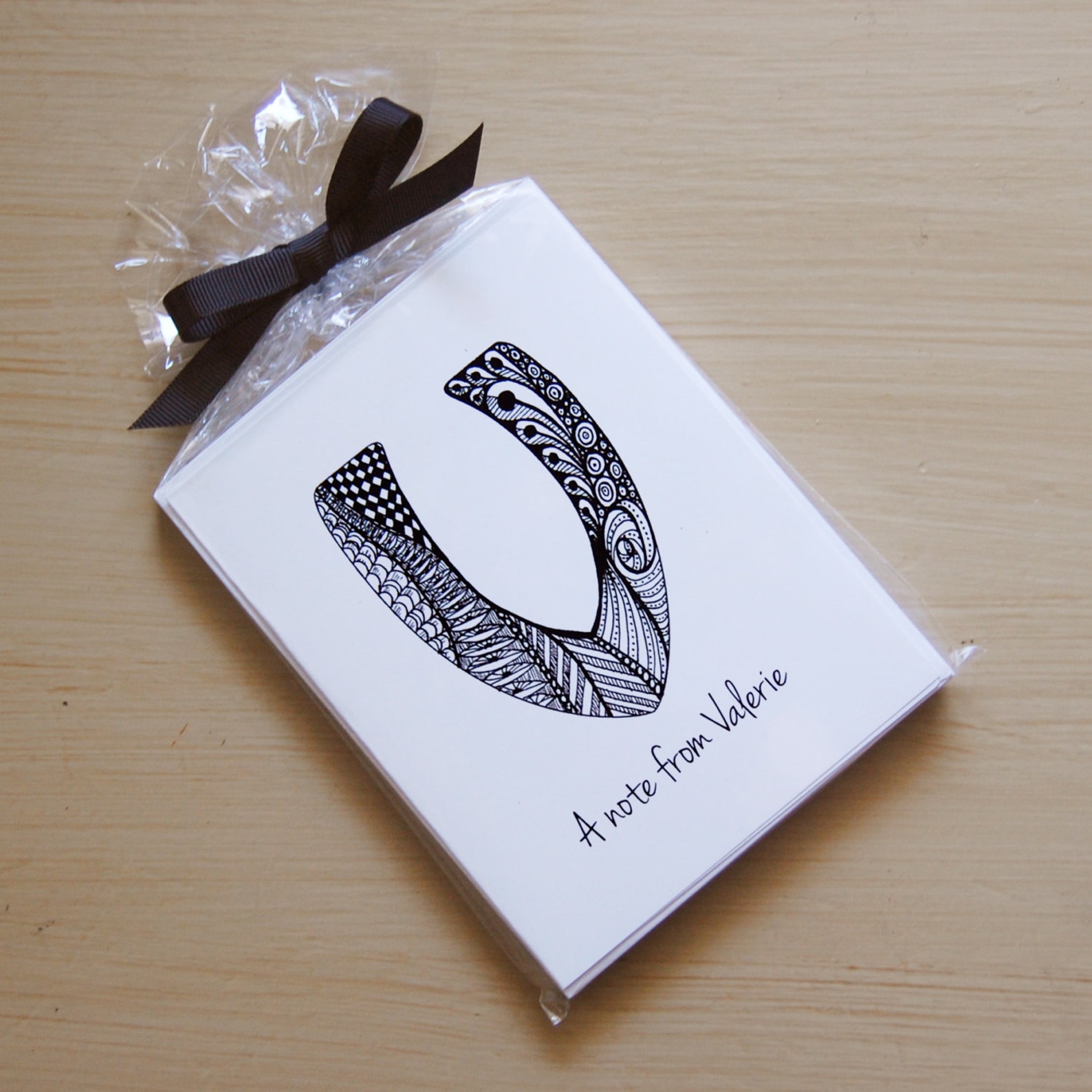 Personalized Note Cards V Monogram Zentangle Note Card Thank | Etsy