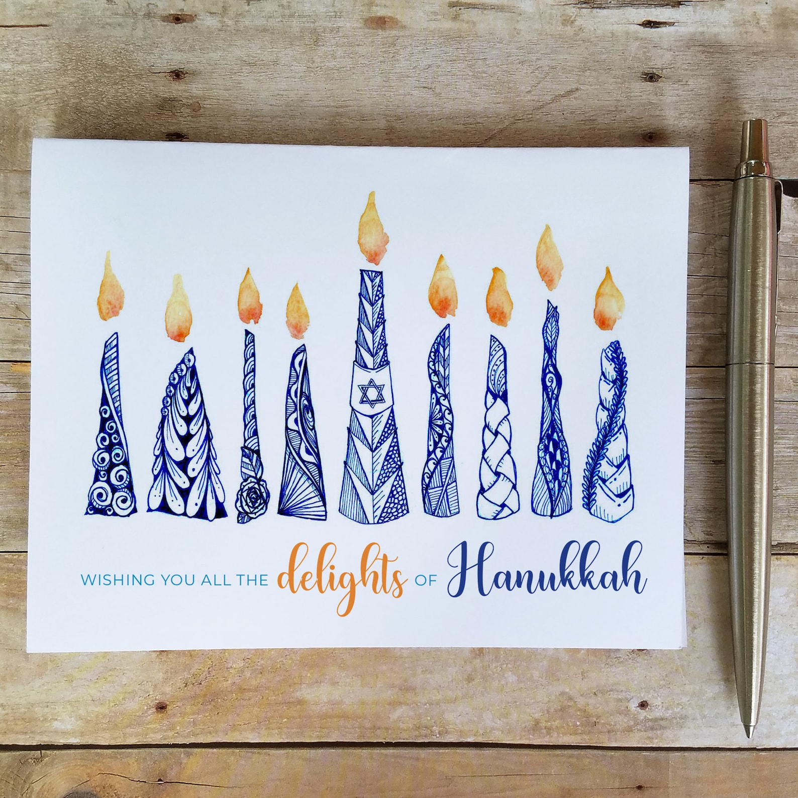 Hanukkah Note Cards Wishing You All the Delights of - Etsy