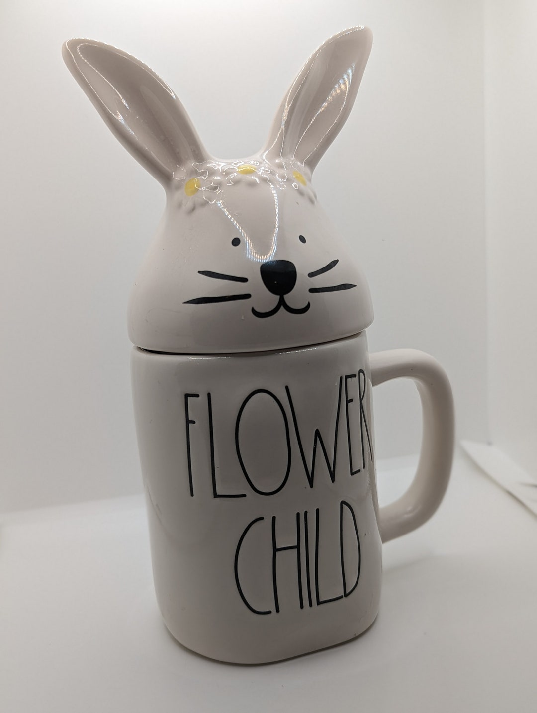 Rae Dunn Flower Child Mug With Rabbit Topper - Etsy