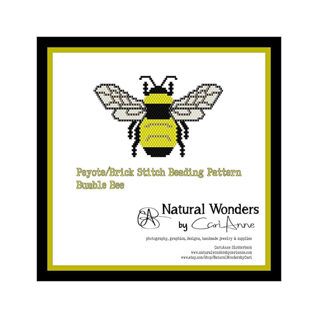 Bumble Bee Beading Pattern - Brick/peyote Stitch Pattern, Unique Nature ...
