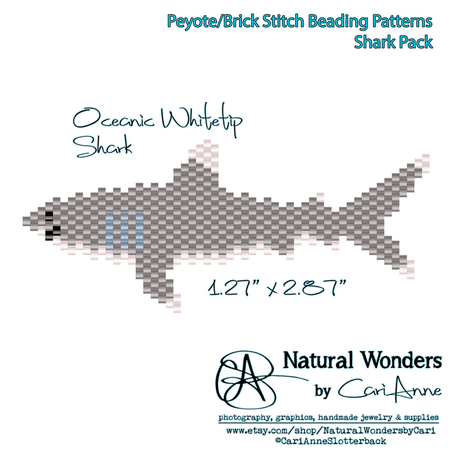 Shark 5pc Beading Pattern - Brick Stitch Patterns - Beaded Shark ...