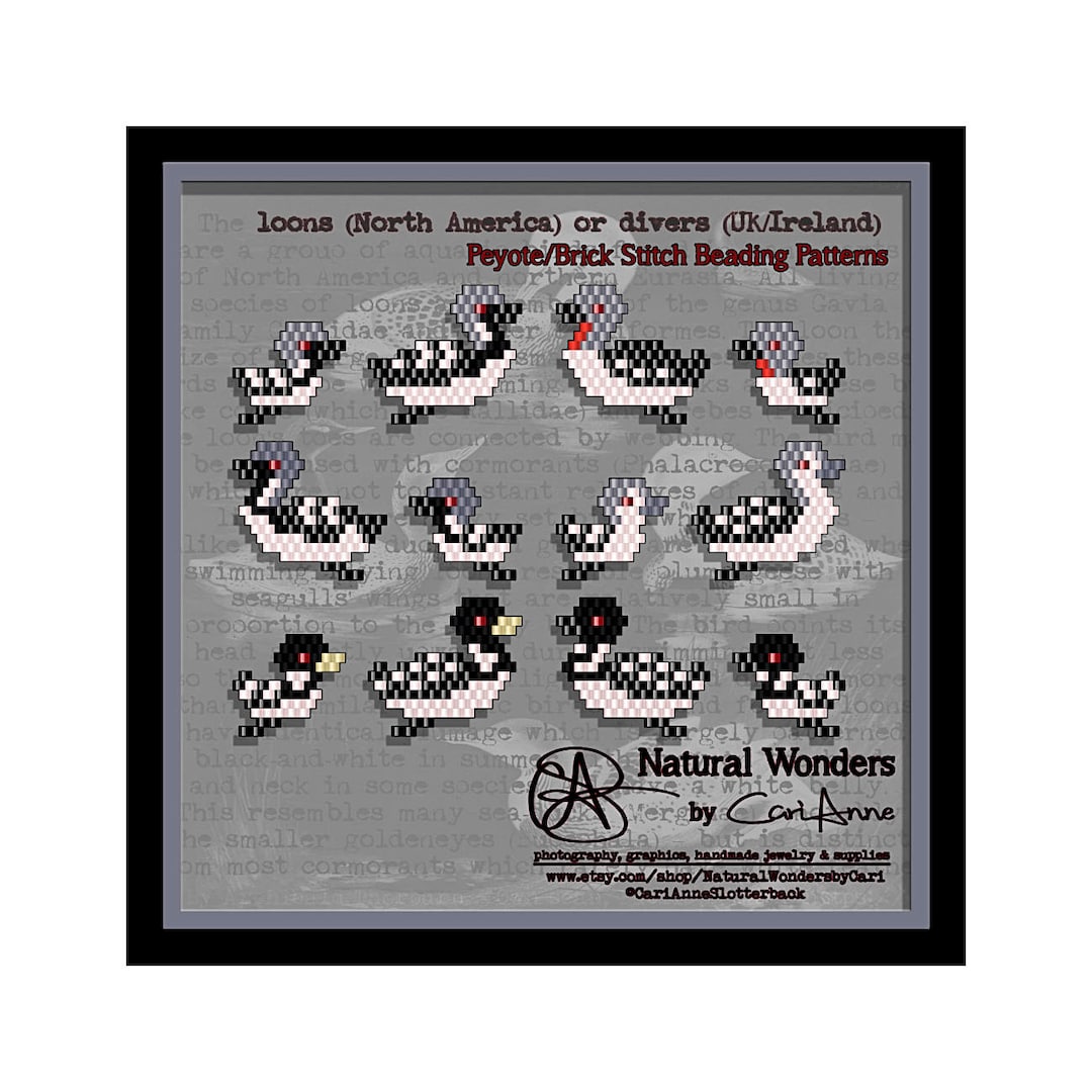 Loon/diver Beading Pattern Pack for Pendants, Charms, Earrings ...
