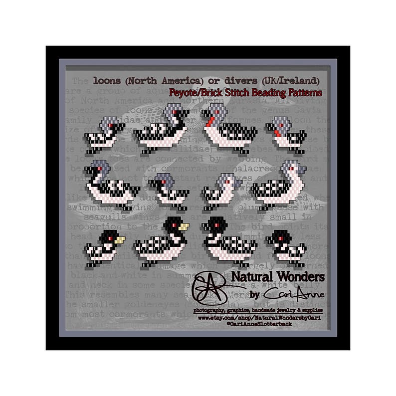 Loon/Diver beading pattern pack for pendants charms | Etsy