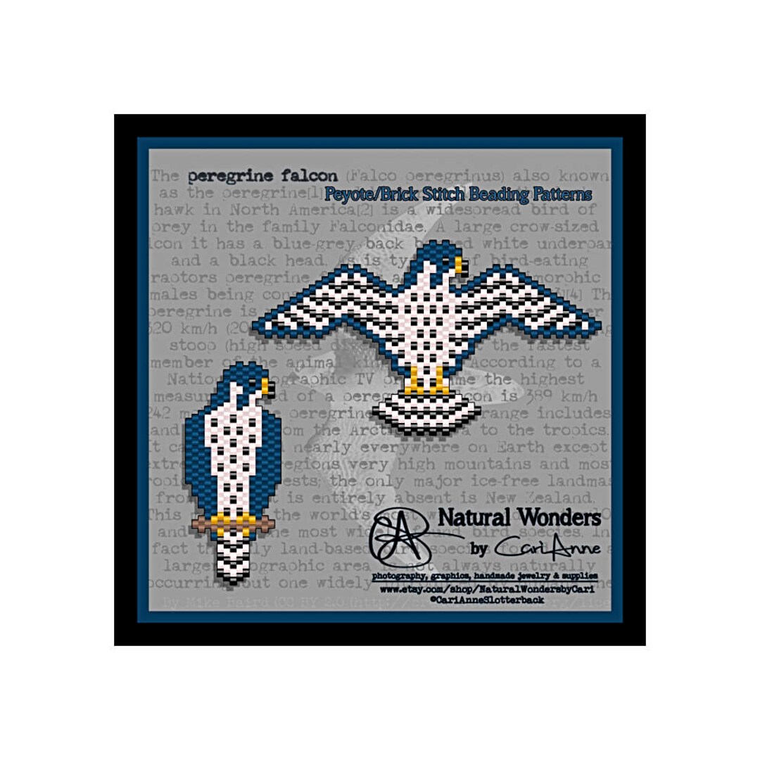 Peregrine Falcon (l-2pc) Brick / Peyote Stitch Beading Pattern for ...