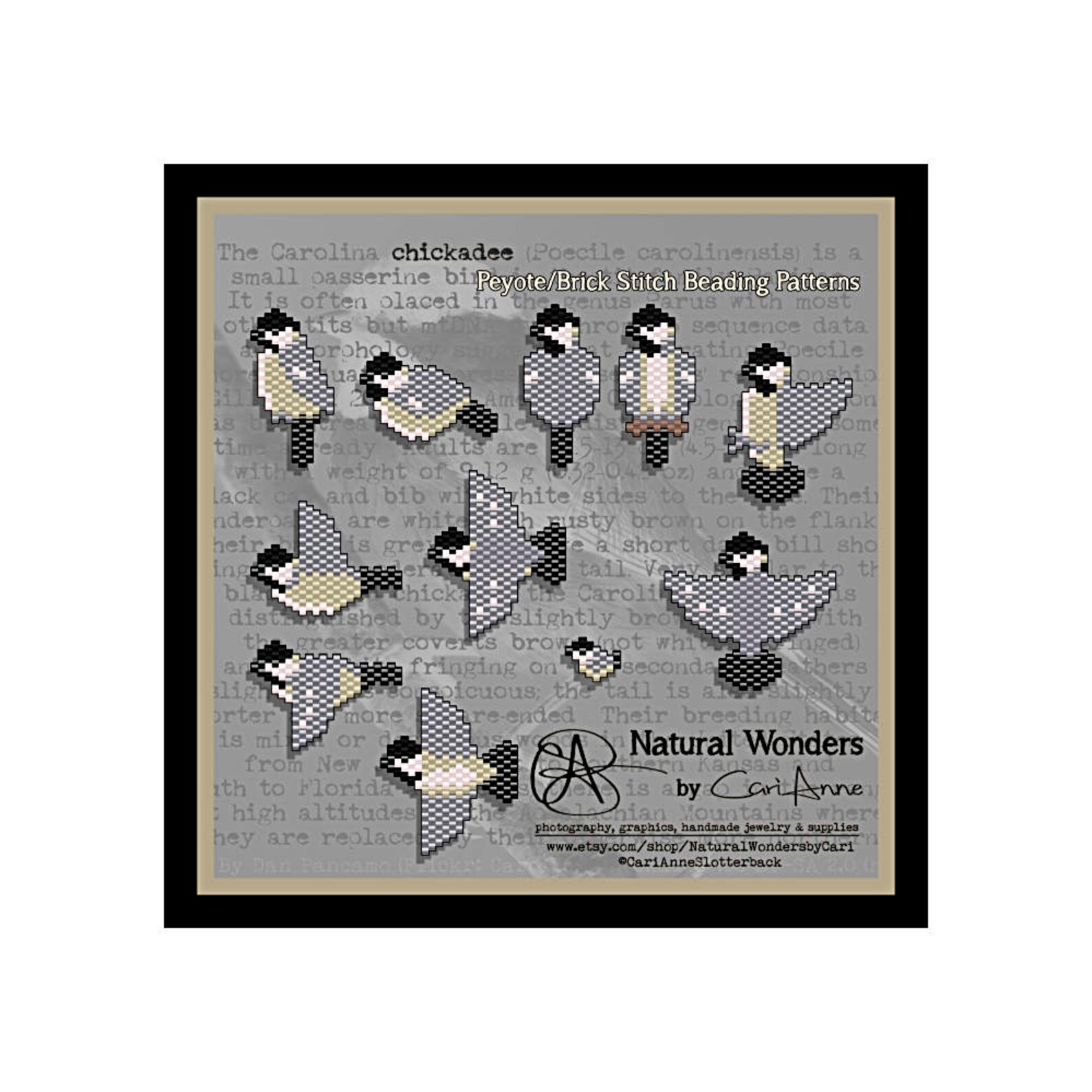 Chickadee (11pc) Brick / Peyote Stitch Patterns for Pendants, Charms ...