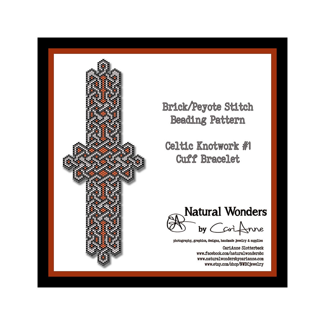 Celtic Knotwork Bracelet Brick Stitch Pattern #1, Beading Pattern, Bead ...