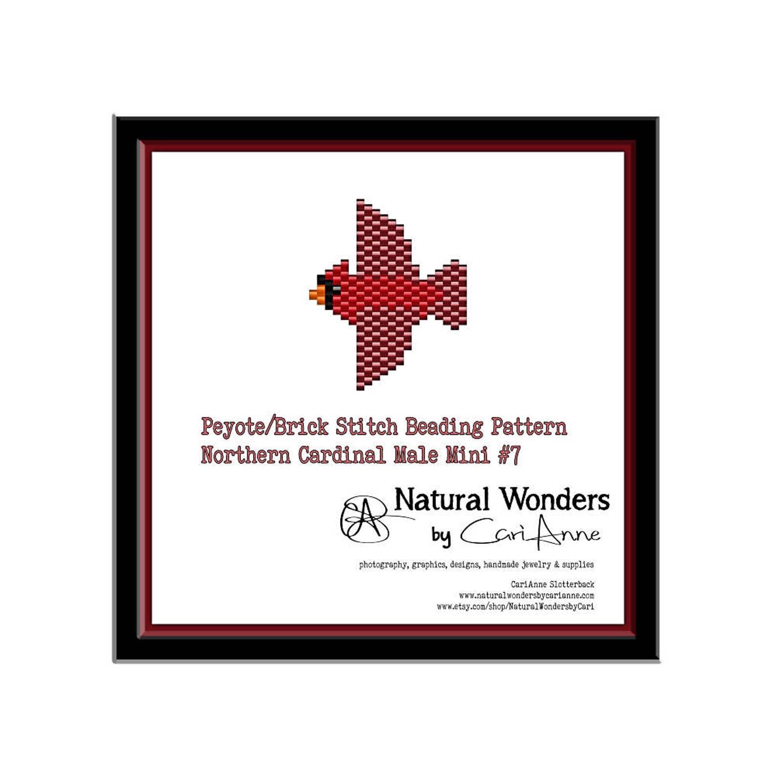 Northern Cardinal m7-8 M&F Brick / Peyote Stitch Pattern | Etsy