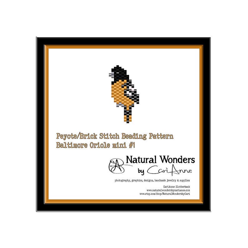 Baltimore Oriole perched Brick / Peyote Stitch Pattern for | Etsy