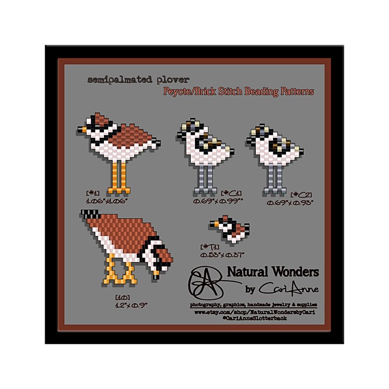 Semipalmated Plover (5pc) Brick & Peyote Stitch Patterns for Pendants ...