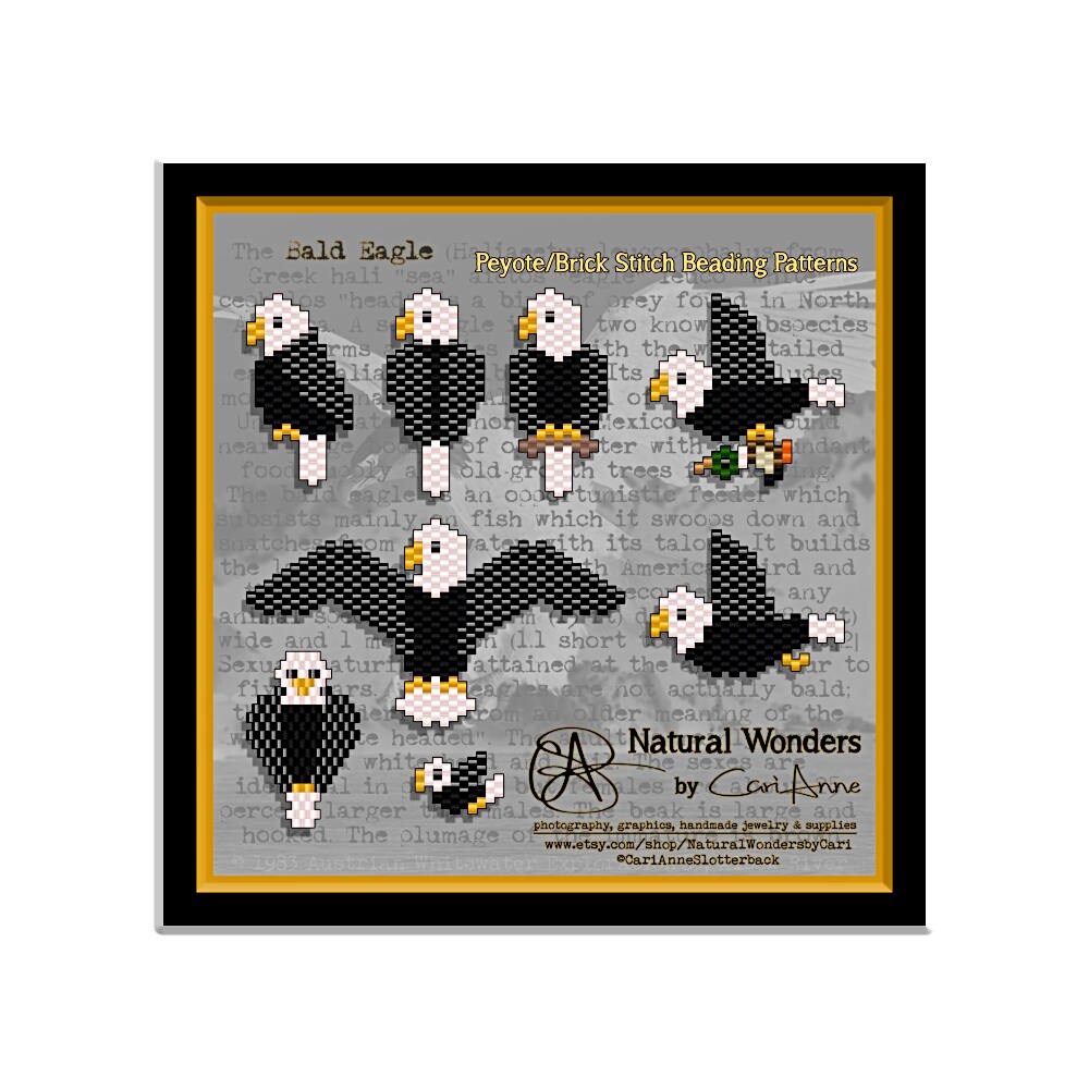 Bald Eagle (8pc) Peyote / Brick Stitch Beading Patterns for Pendants ...