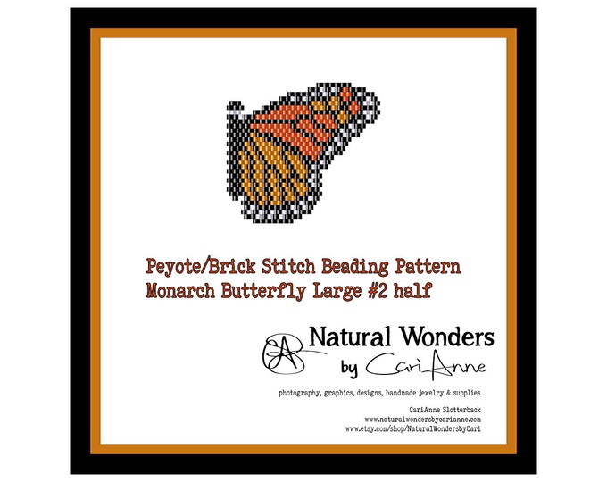 Monarch Butterfly Beaded Pattern, Miyuki Beads, Peyote or Brick Stitch ...