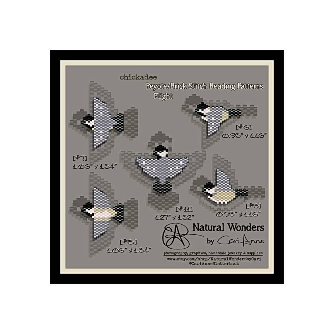 Chickadee (flight) Brick / Peyote Stitch Patterns for Pendants, Charms ...