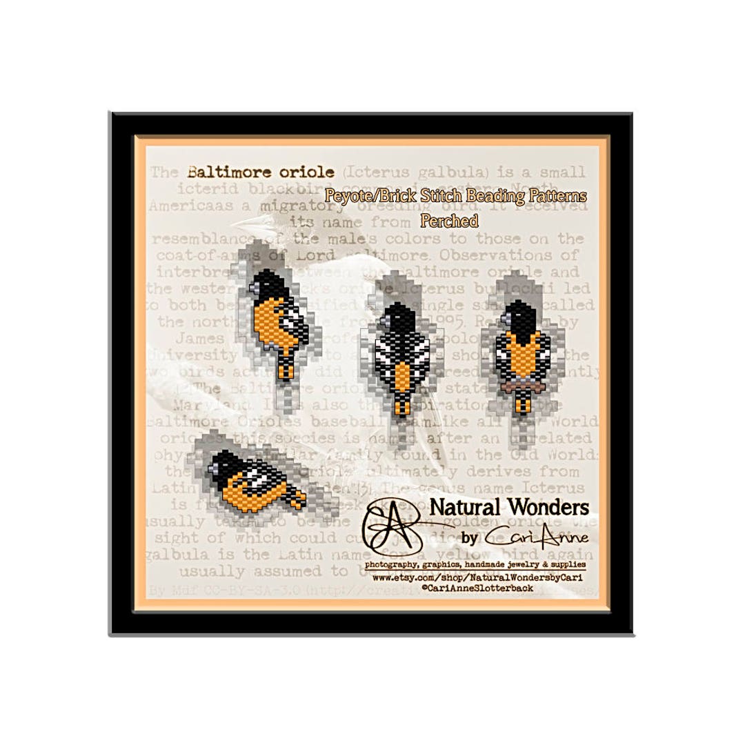 Baltimore Oriole (perched) Brick / Peyote Stitch Pattern for Pendants ...