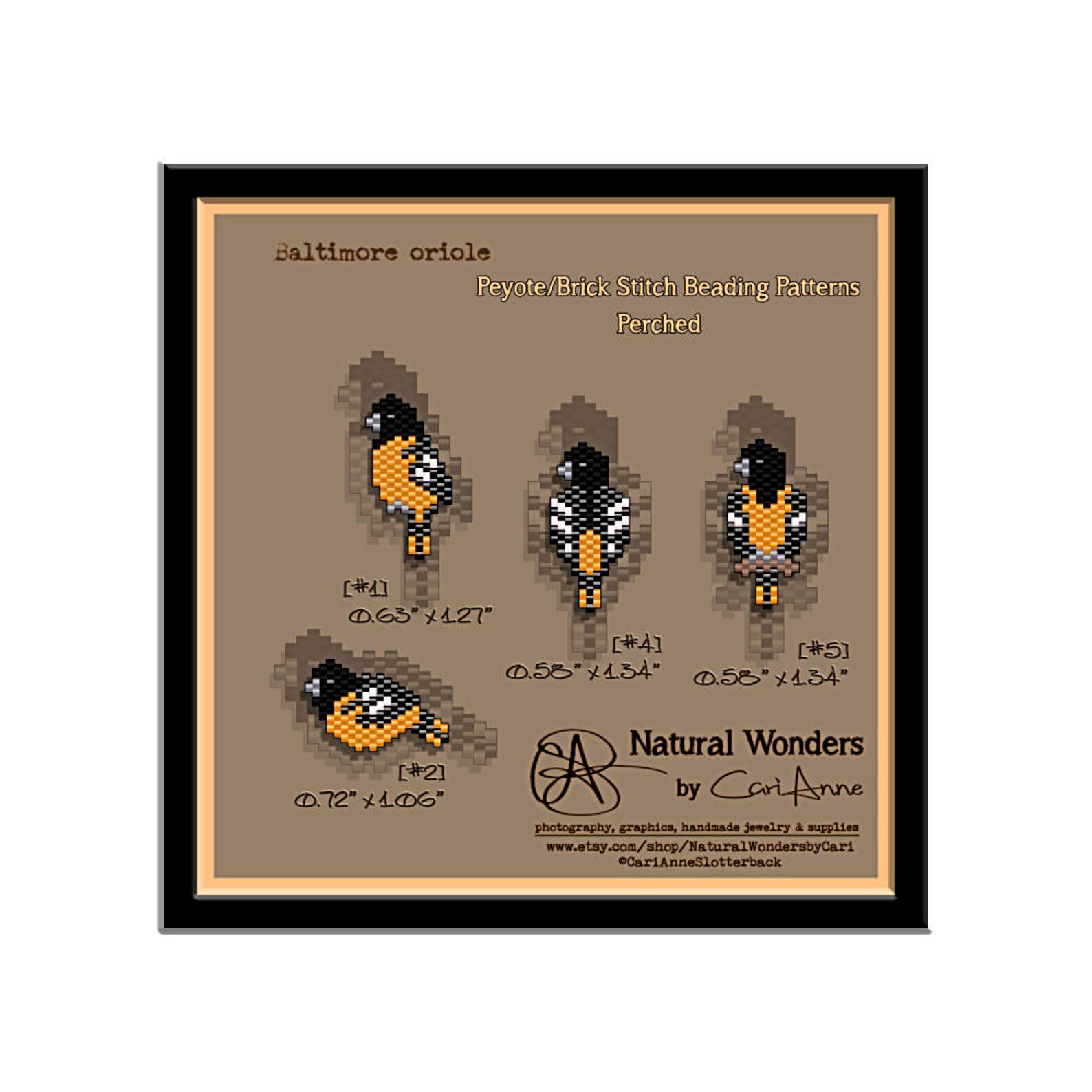 Baltimore Oriole perched Brick / Peyote Stitch Pattern for | Etsy