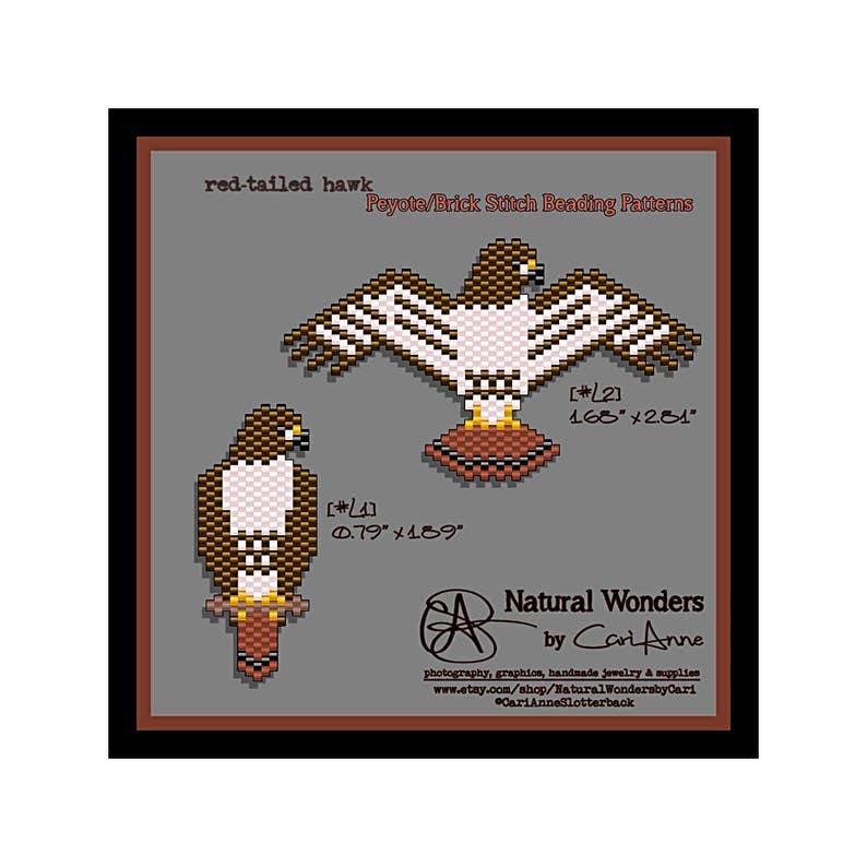 Red-tailed Hawk (#l-2pc) Brick / Peyote Stitch Beading Pattern for ...