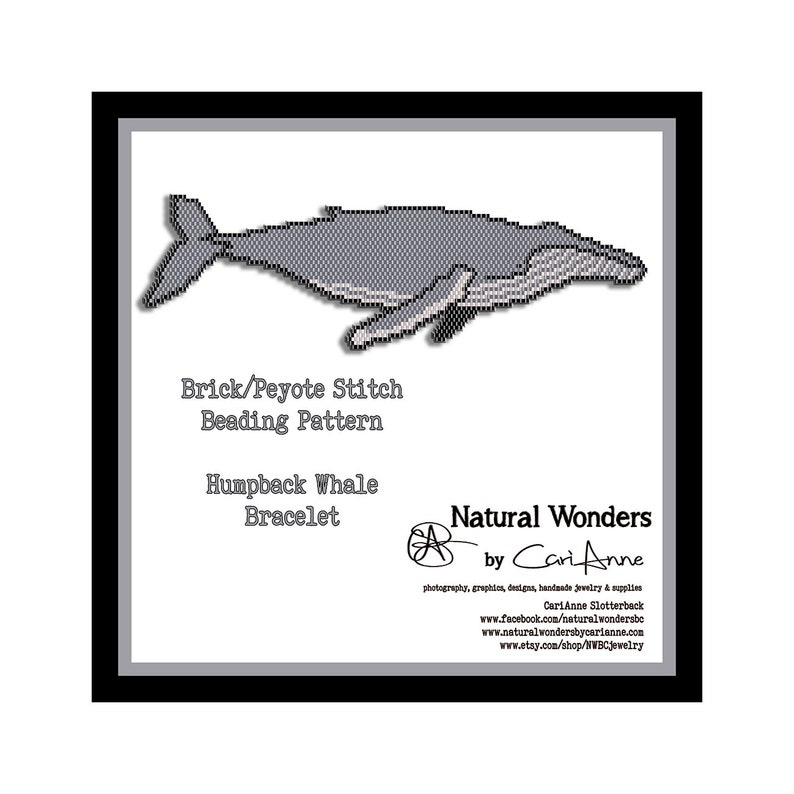 Humpback Whale Bracelet Pattern - Brick Stitch Bracelet Pattern, Marine ...